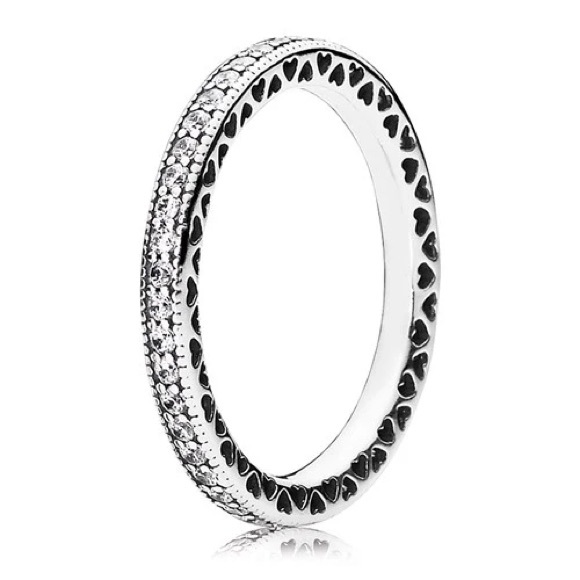 Pandora | Jewelry | Pandora Sparkle Hearts Ring Size 95 Sterling Silver ...